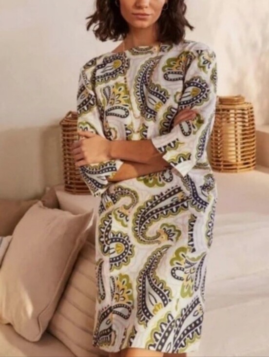 Boden | Dresses | Boden Laurie Linen Mini Shift Dress Summer Paisley ...